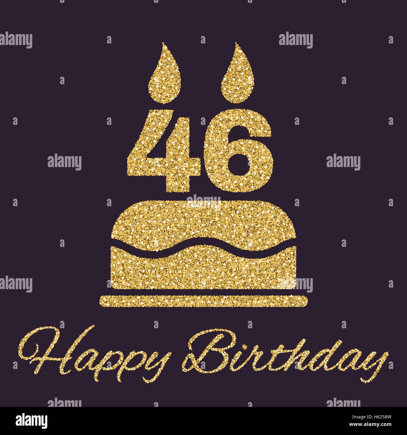 The birthday cake with candles in the form of number 46 icon. Birthday ...