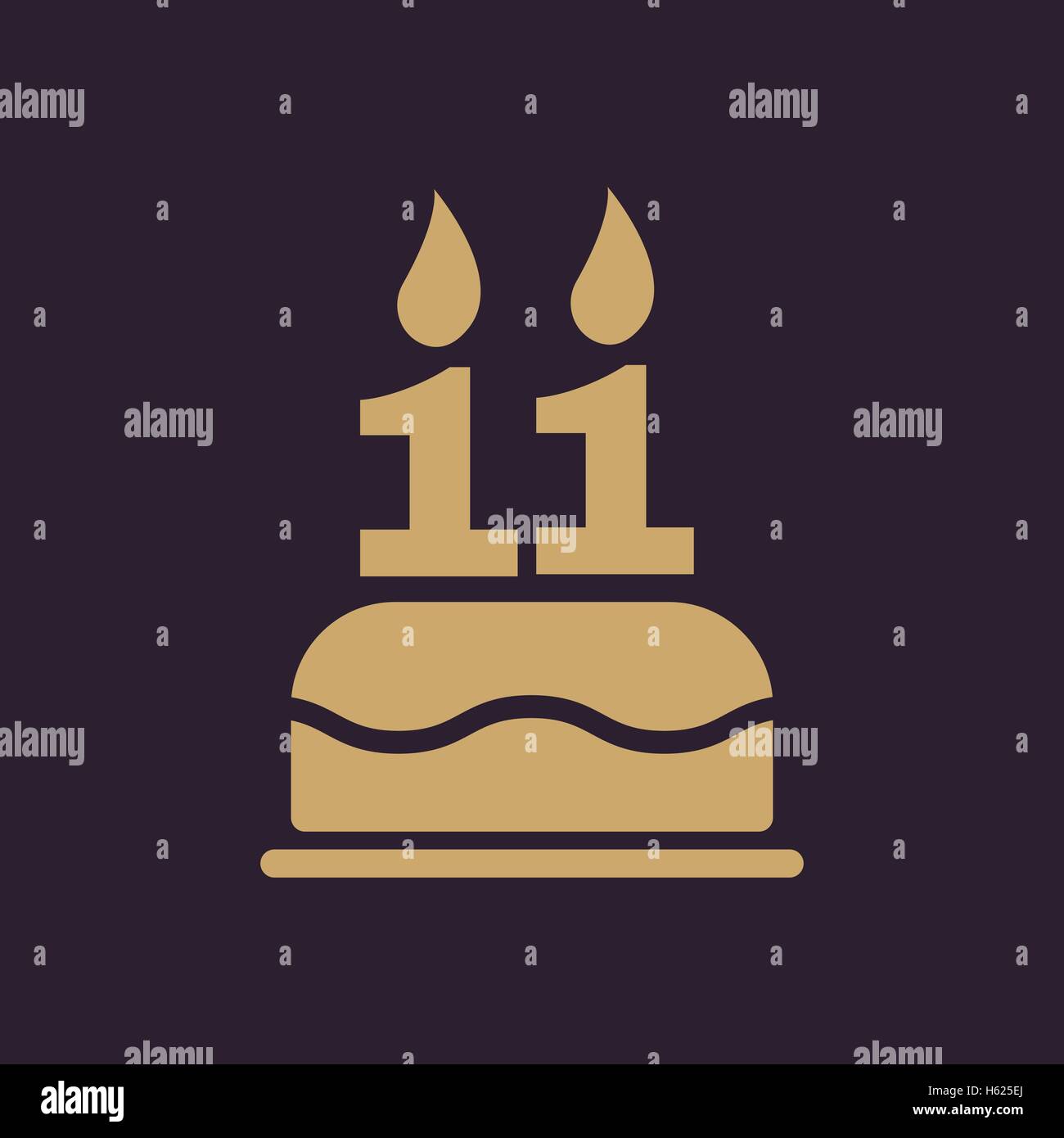 The birthday cake with candles in the form of number 11 icon. Birthday ...