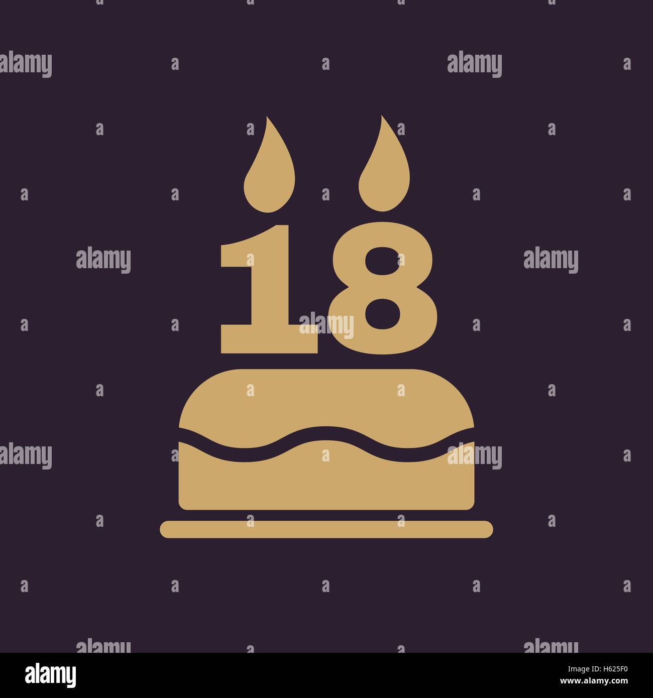 The birthday cake with candles in the form of number 18 icon. Birthday ...