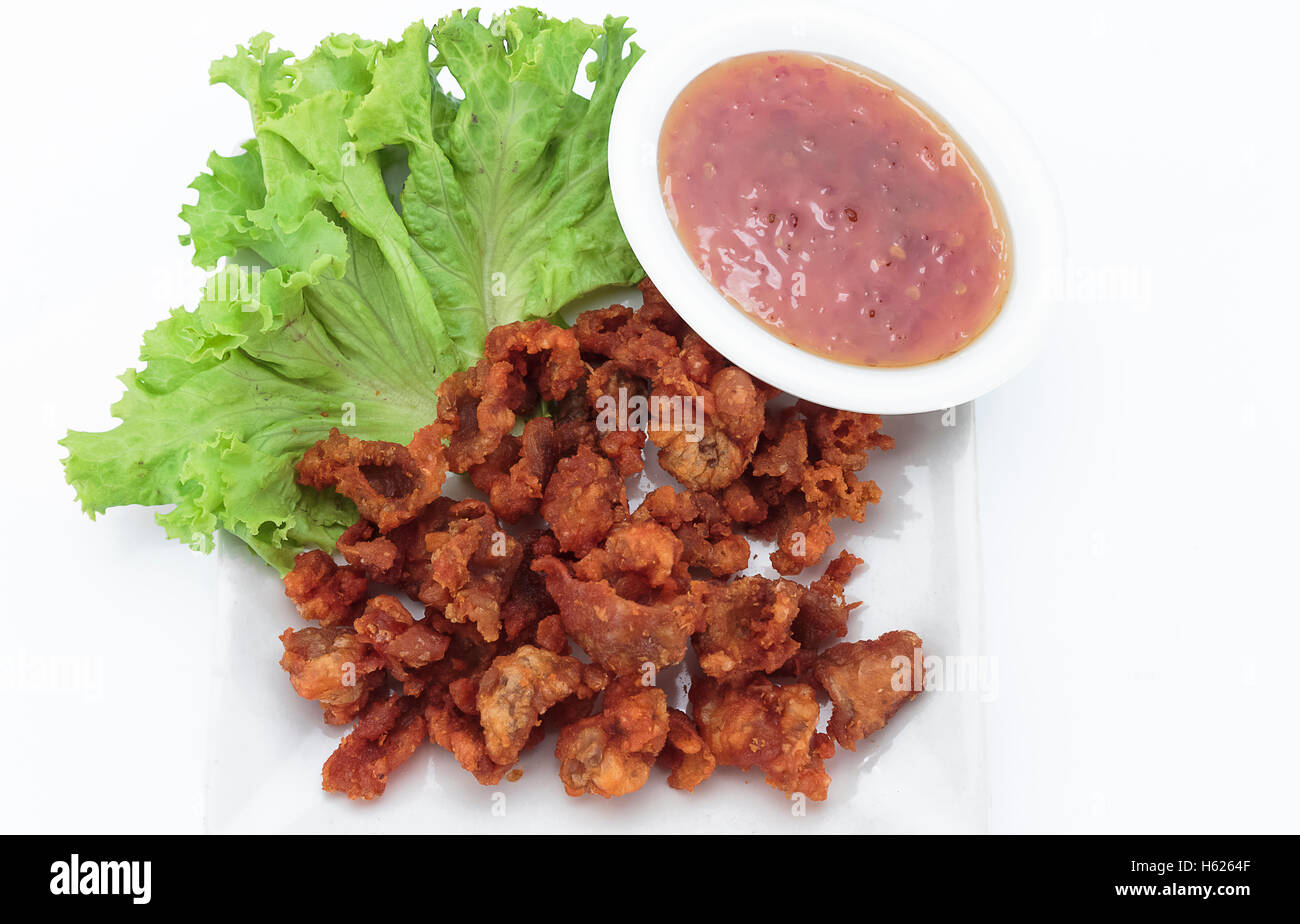 Fried chicken skin snacks thailand Stock Photo - Alamy