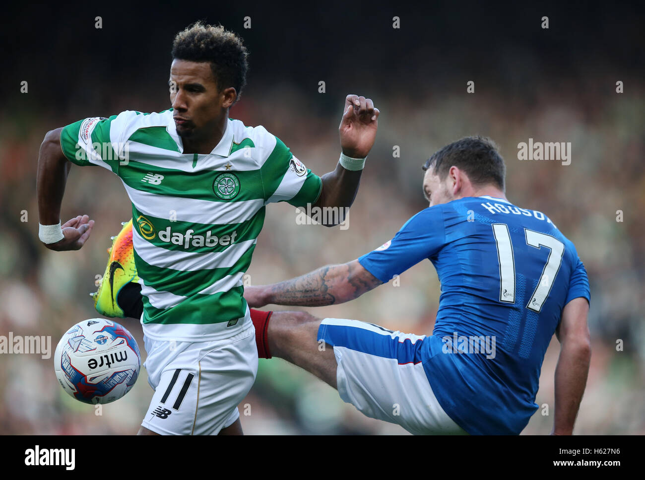Celtic's Scott Sinclair (left) and Rangers' Lee Hodson battle for the ...