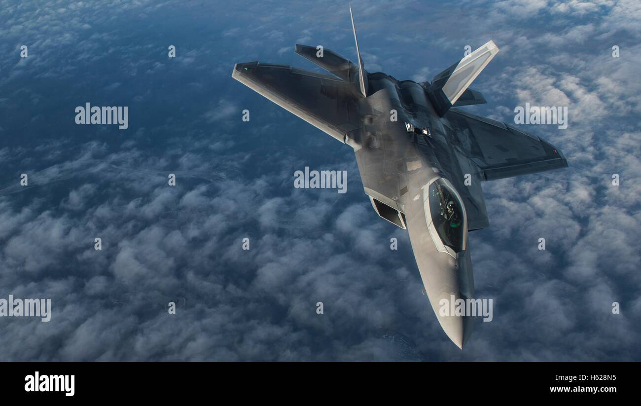 An U.S Air Force F-22 Raptor aircraft in flight during the NORAD ...