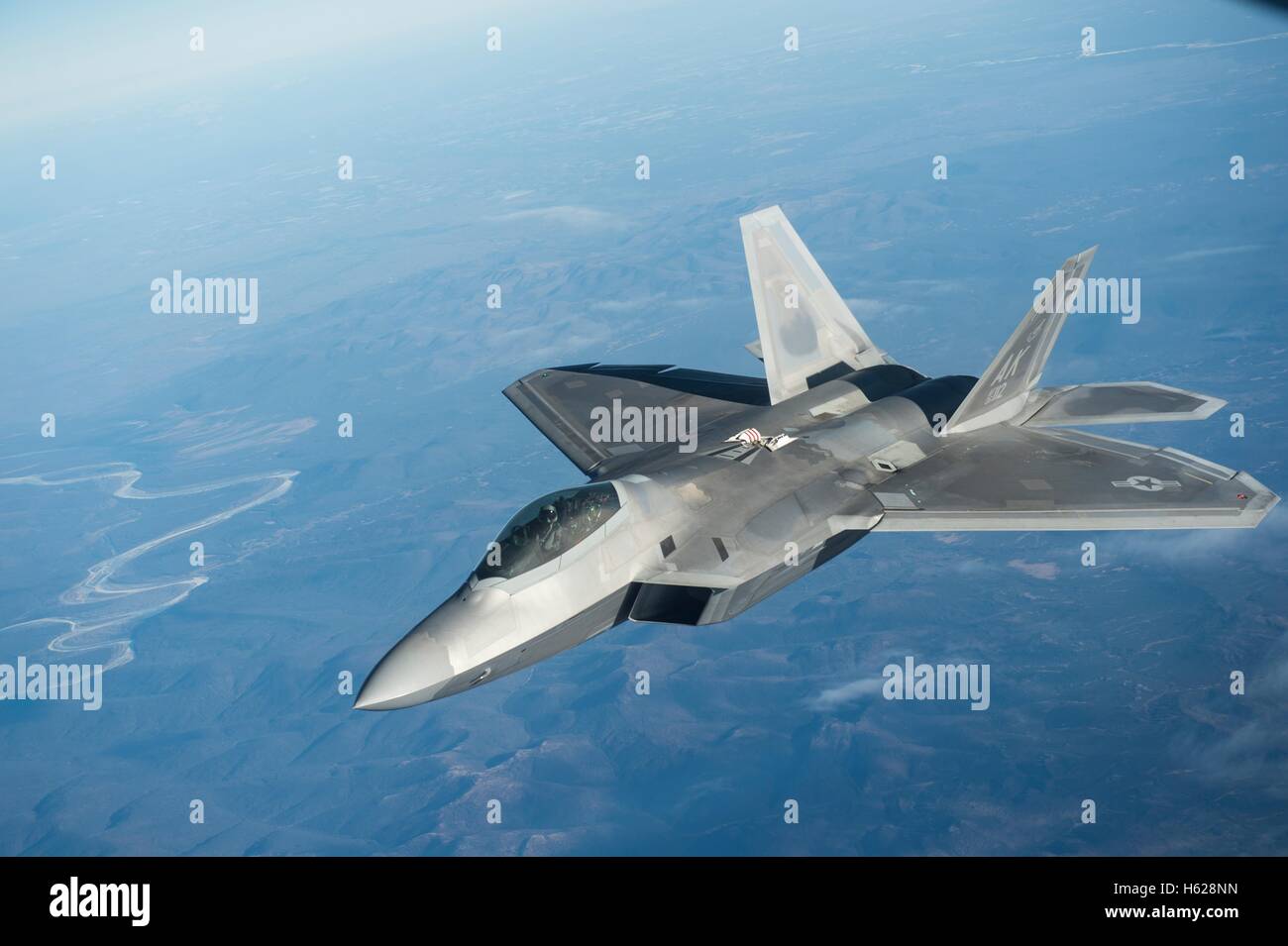 An U.S Air Force F-22 Raptor aircraft in flight during the NORAD ...
