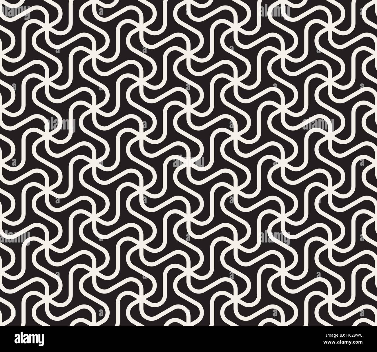 Vector Seamless Black and White Rounded Triangular Lines Lace Pattern ...