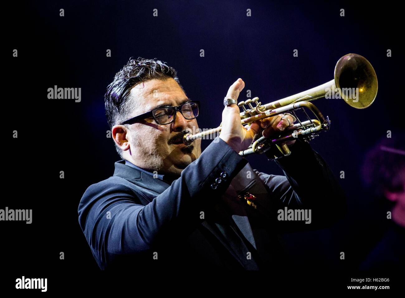 Sanremo, Italy. 22nd Oct, 2016. The Italian singer and trumpeter Roy ...