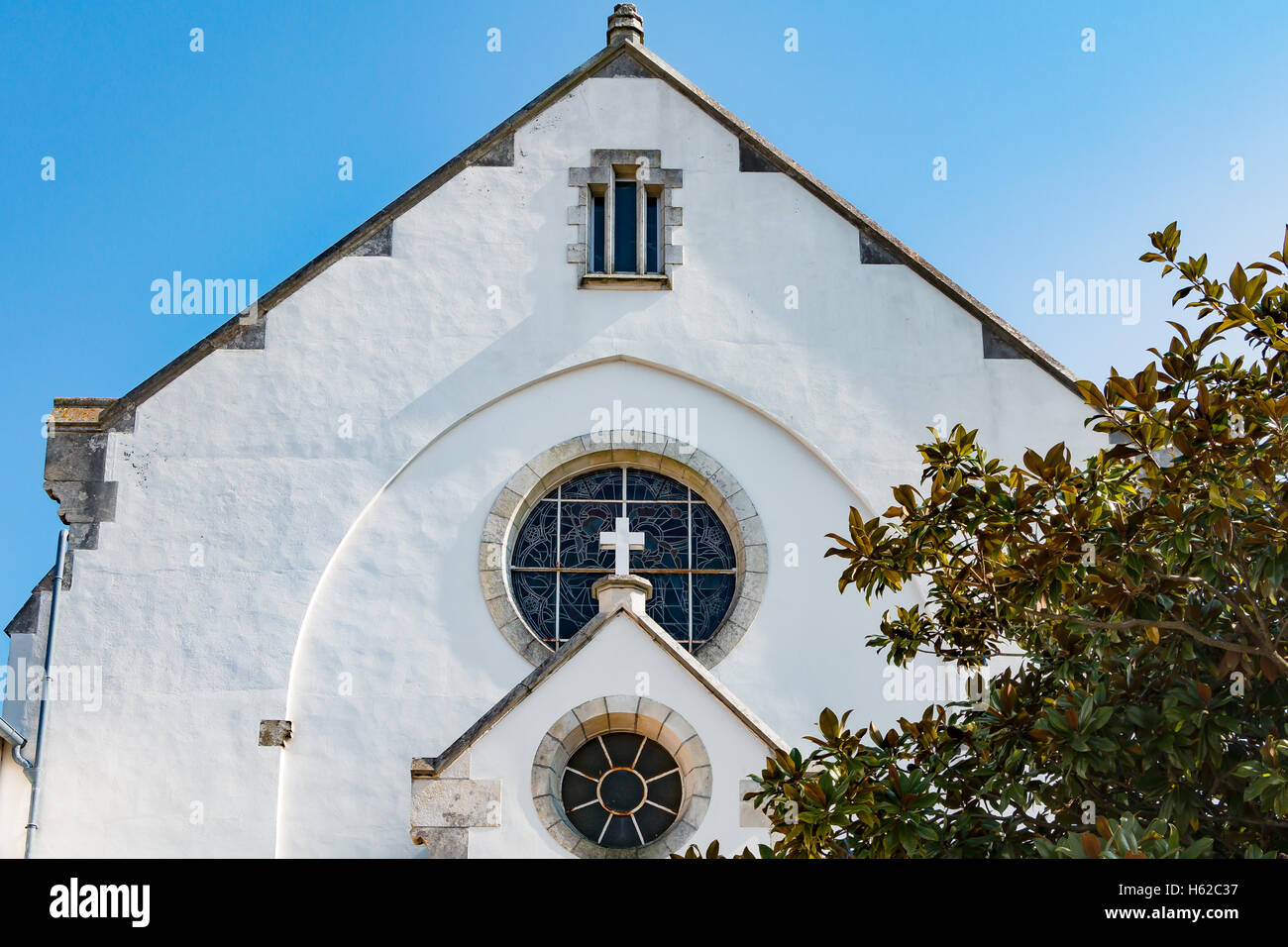 Contemporary church with blue sky Stock Photo - Alamy