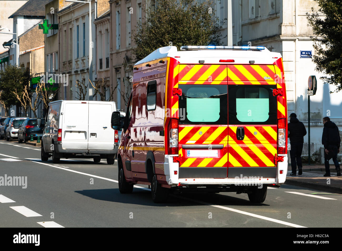 Sables d'Olonnes, France - March 20, 2016 : a french firemen ambulance ...