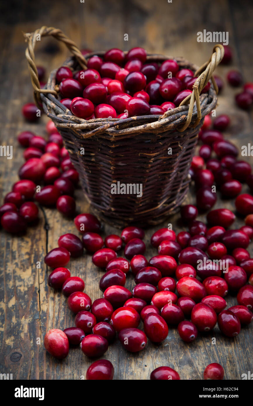 Cranberries in basket Stock Photo - Alamy