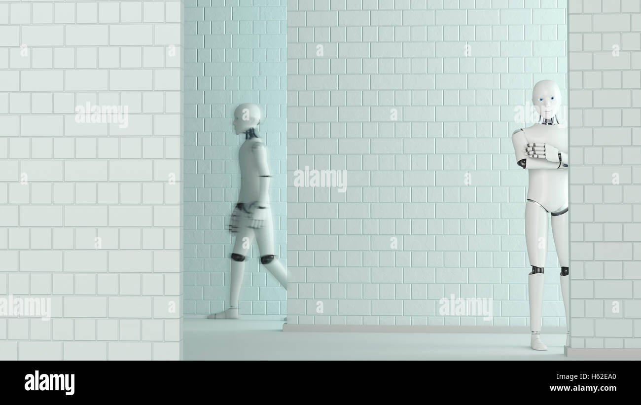 Walking robot and standing robot, 3D Rendering Stock Photo - Alamy
