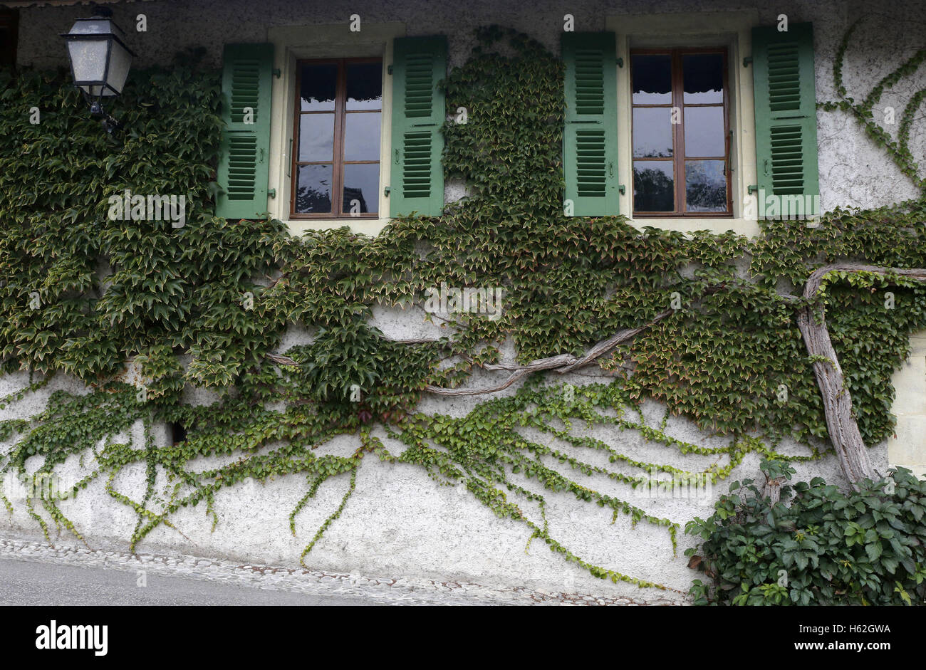 Geneva, Switzerland. 7th Oct, 2016. The wall of a private house in ...