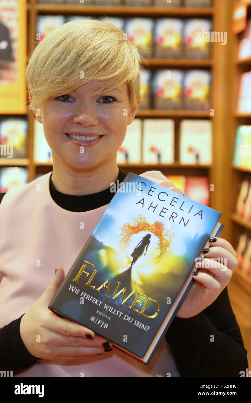 Frankfurt, Germany. 22nd Oct, 2016. Cecelia Ahern signs copies of her ...