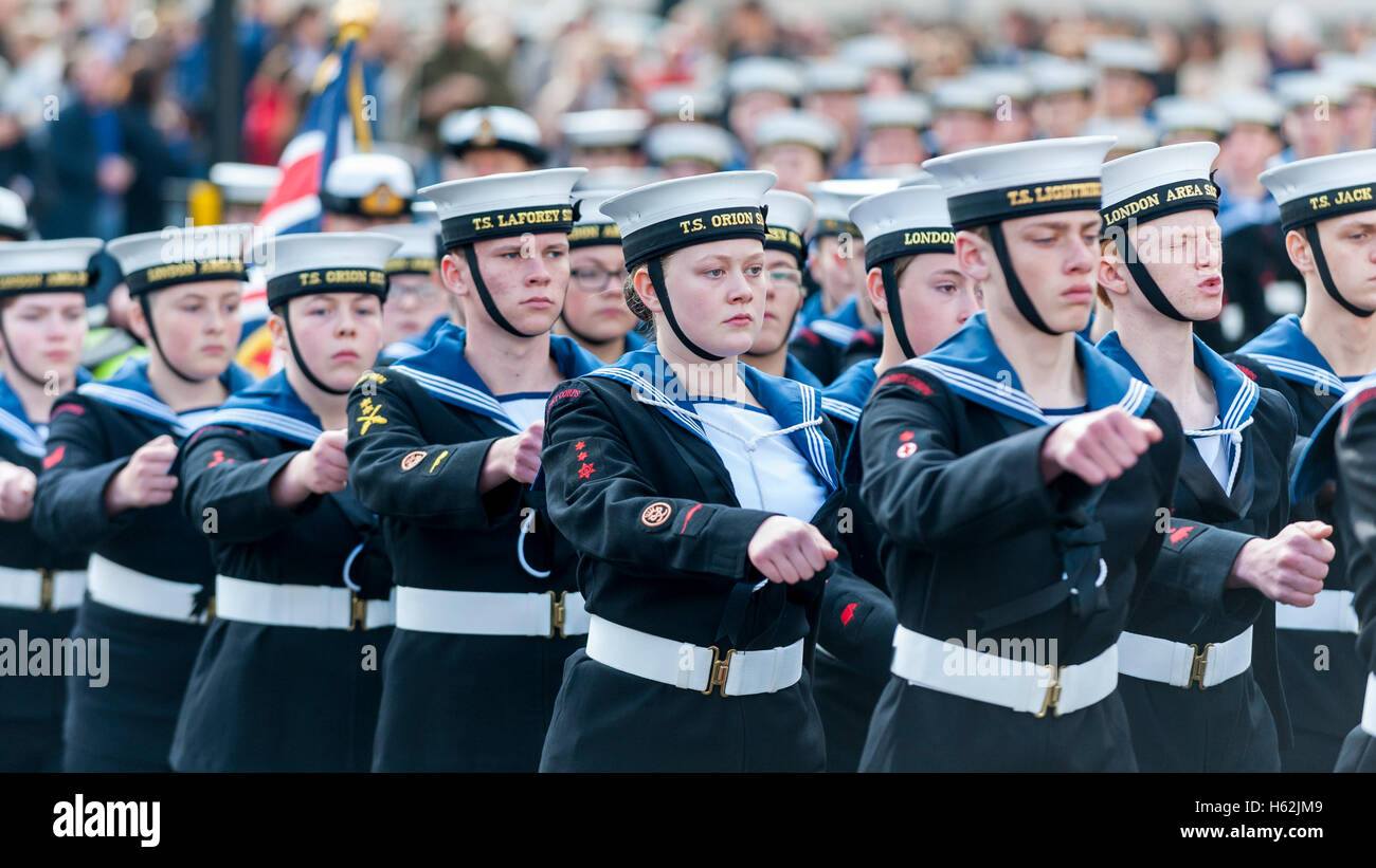 London, UK. 23 October 2016. Trafalgar Day is celebrated by Sea Cadets ...