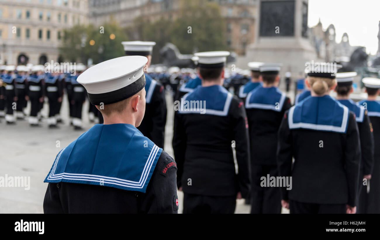 London, UK. 23 October 2016. Trafalgar Day is celebrated by Sea Cadets ...