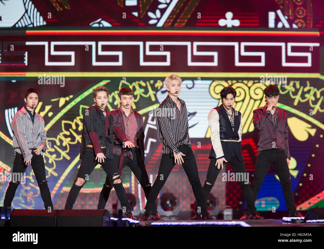 EXO, Oct 8, 2016 : South Korean boy band EXO performs at MBC Korean ...