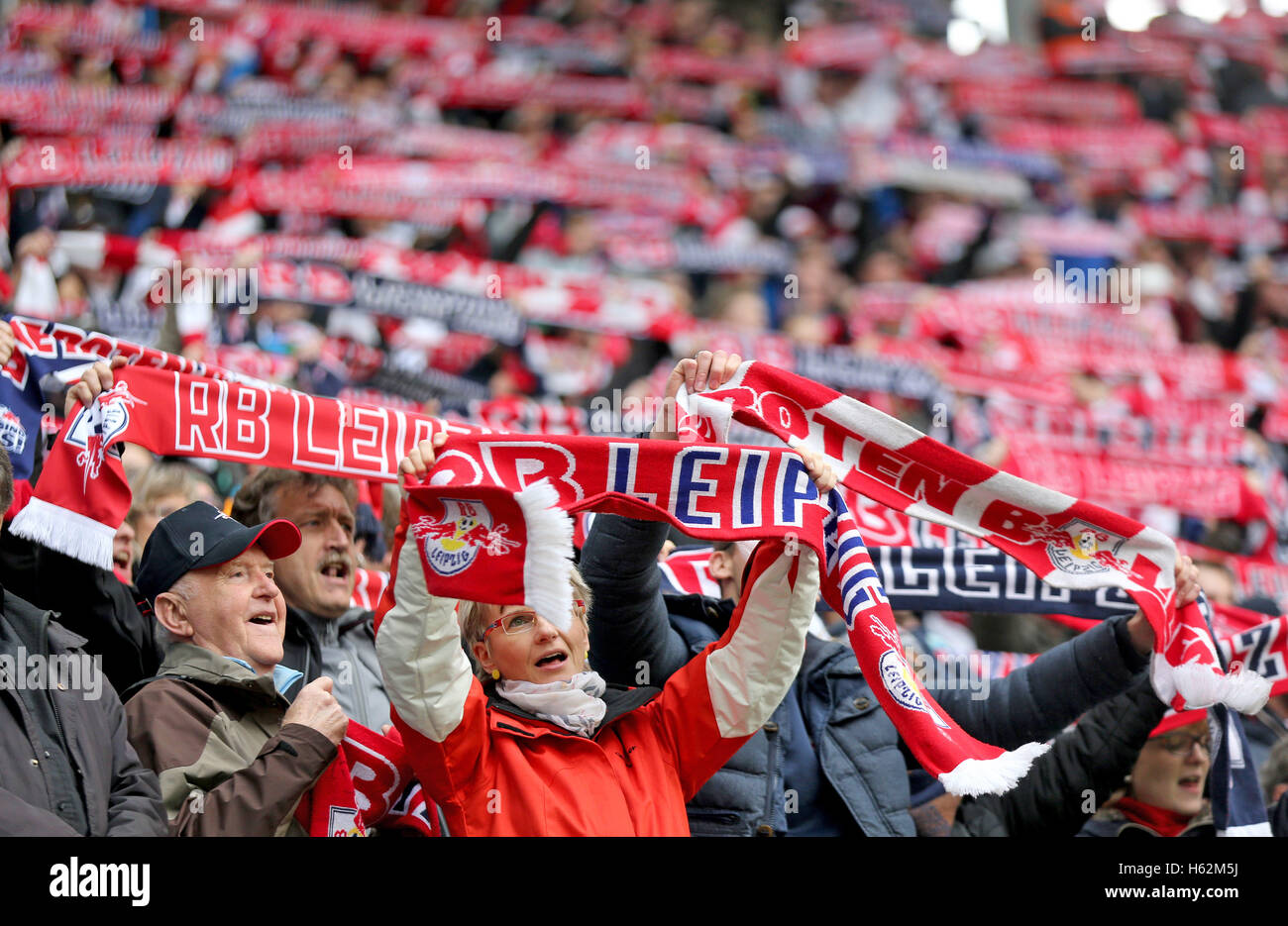 Bremen, Germany. 23rd Oct, 2016. Leipzig's fans cheer on their team ...