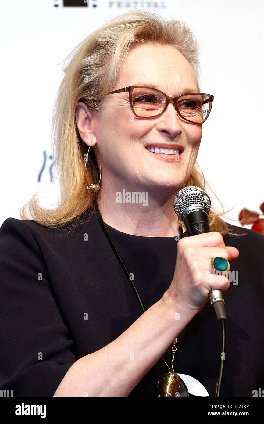American actress Meryl Streep speaks during a press conference ahead of ...