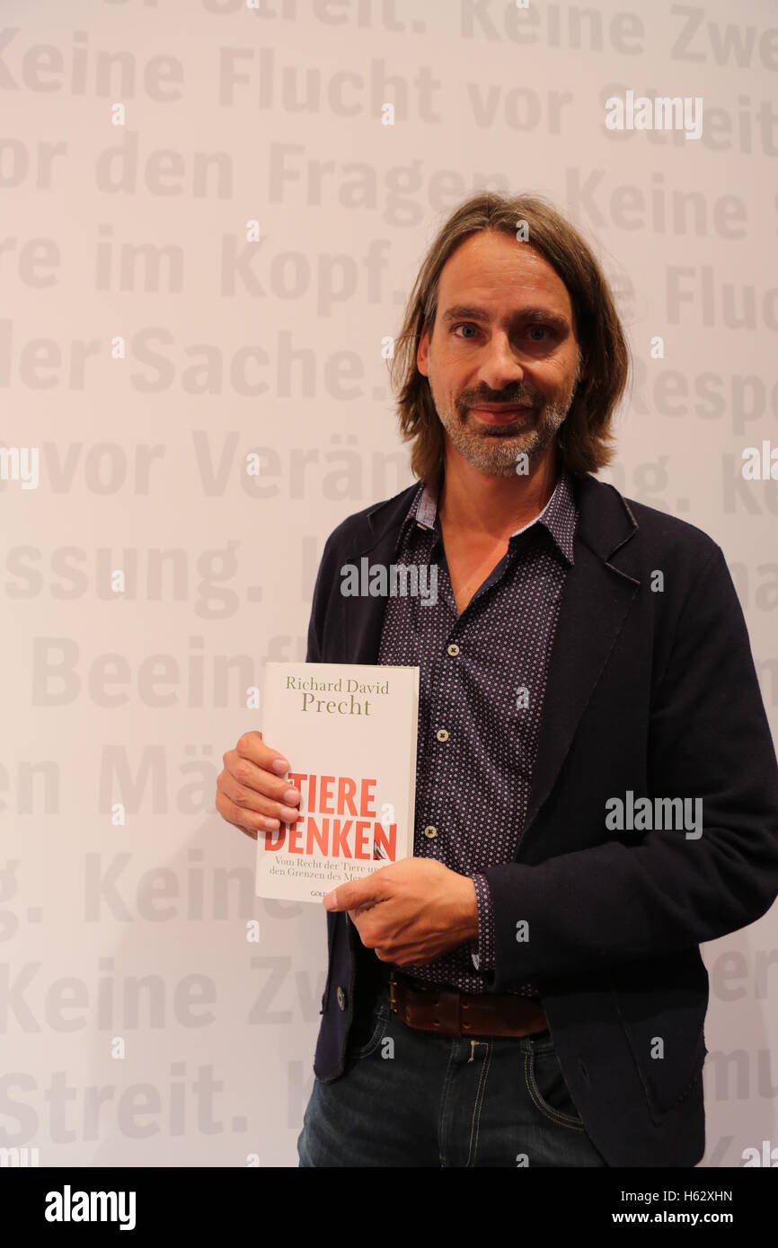 Richard David precht presenting his book 'Tiere denken' (lit. 'Animals ...