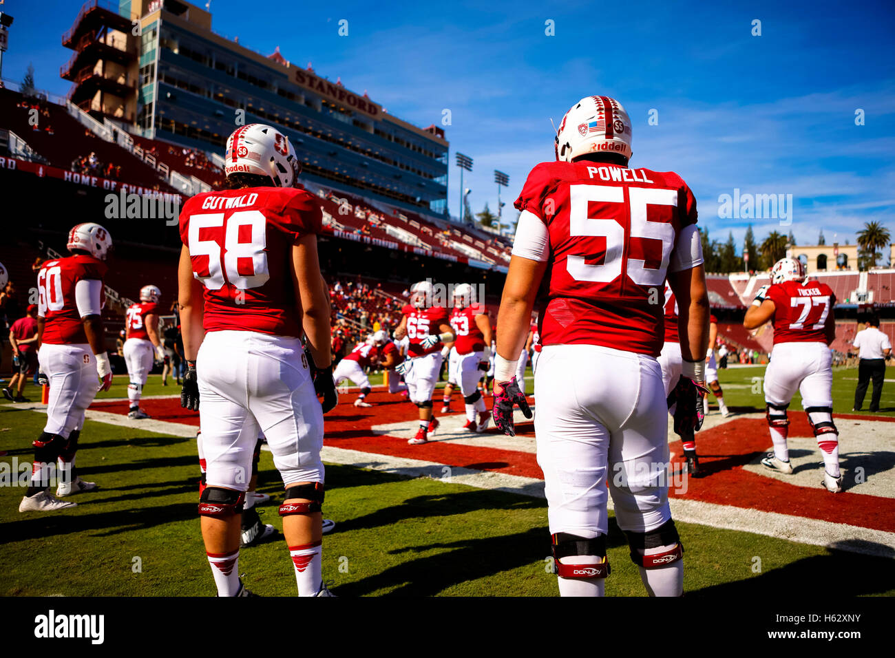 Palo Alto, California, USA. 22nd Oct, 2016. Stanford Offensive Linemen ...