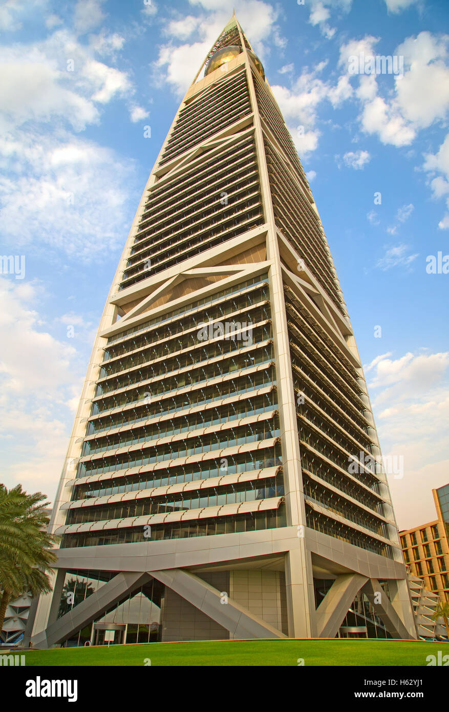 RIYADH - AUGUST 22: Sunset light at Al Faisaliah tower facade on August ...