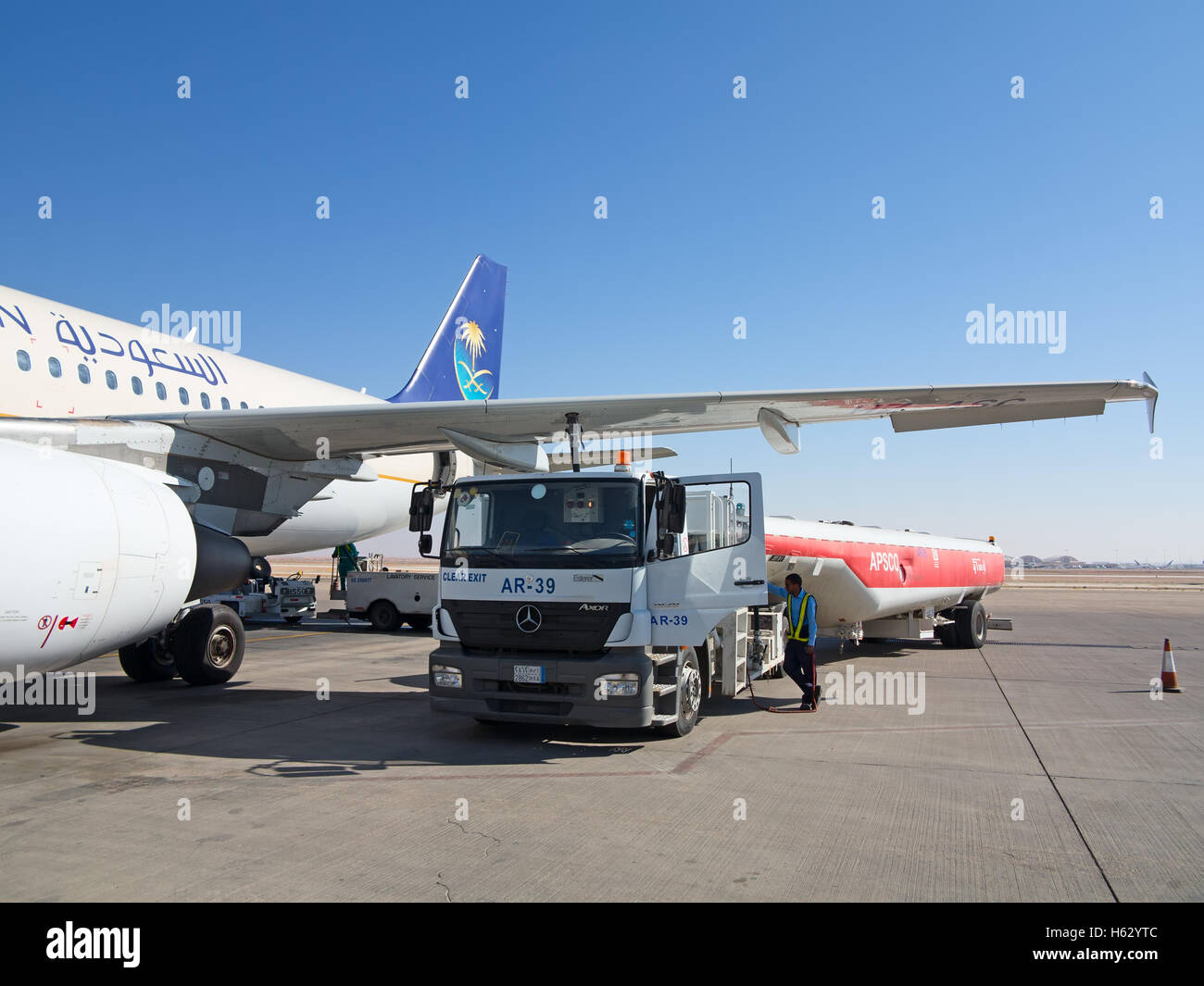 Riyadh - March 01: Planes preparing for take off at Riyadh King Khalid ...