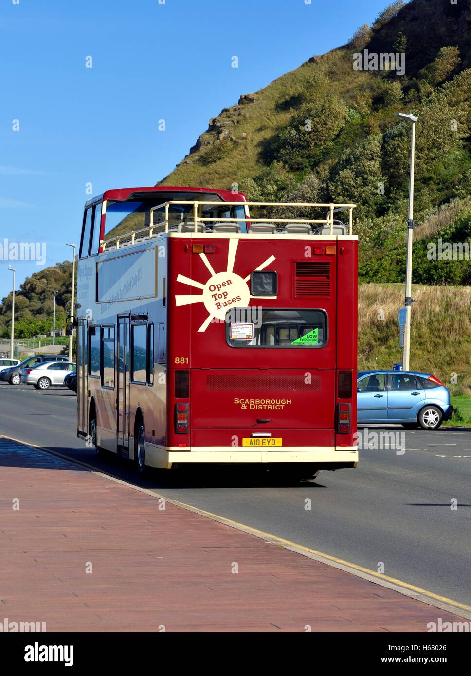An open topped double decker sightseeing bus in Scarborough North ...