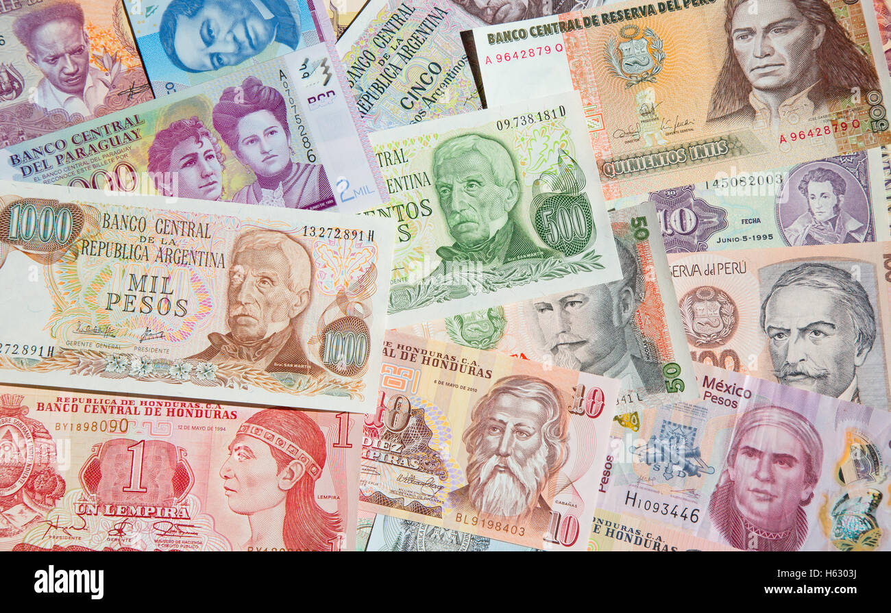 Variety of South American banknotes Stock Photo - Alamy