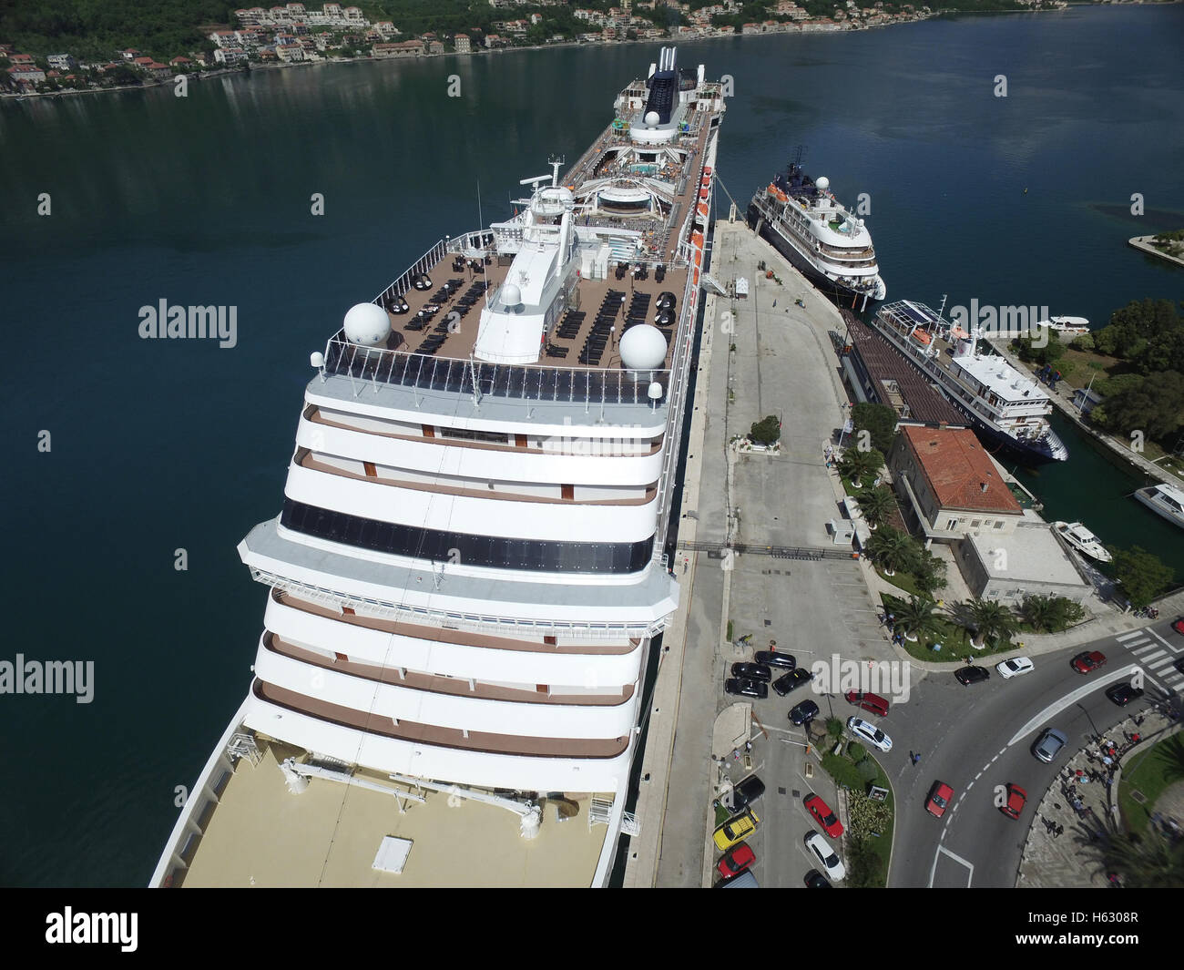 Aerial view kotor pier mountains hi-res stock photography and images ...
