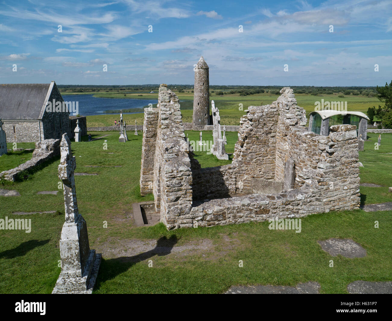 Temple Ciaran at Clonmacnoise historic monastery, Ireland Stock Photo ...