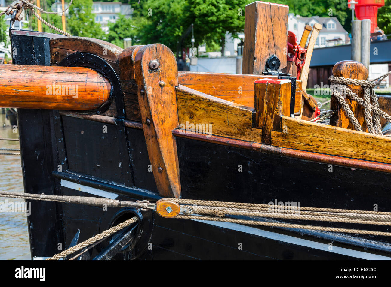 Bow Sprit of a Historical Sailing Ship in the Museum Port of Hamburg at ...