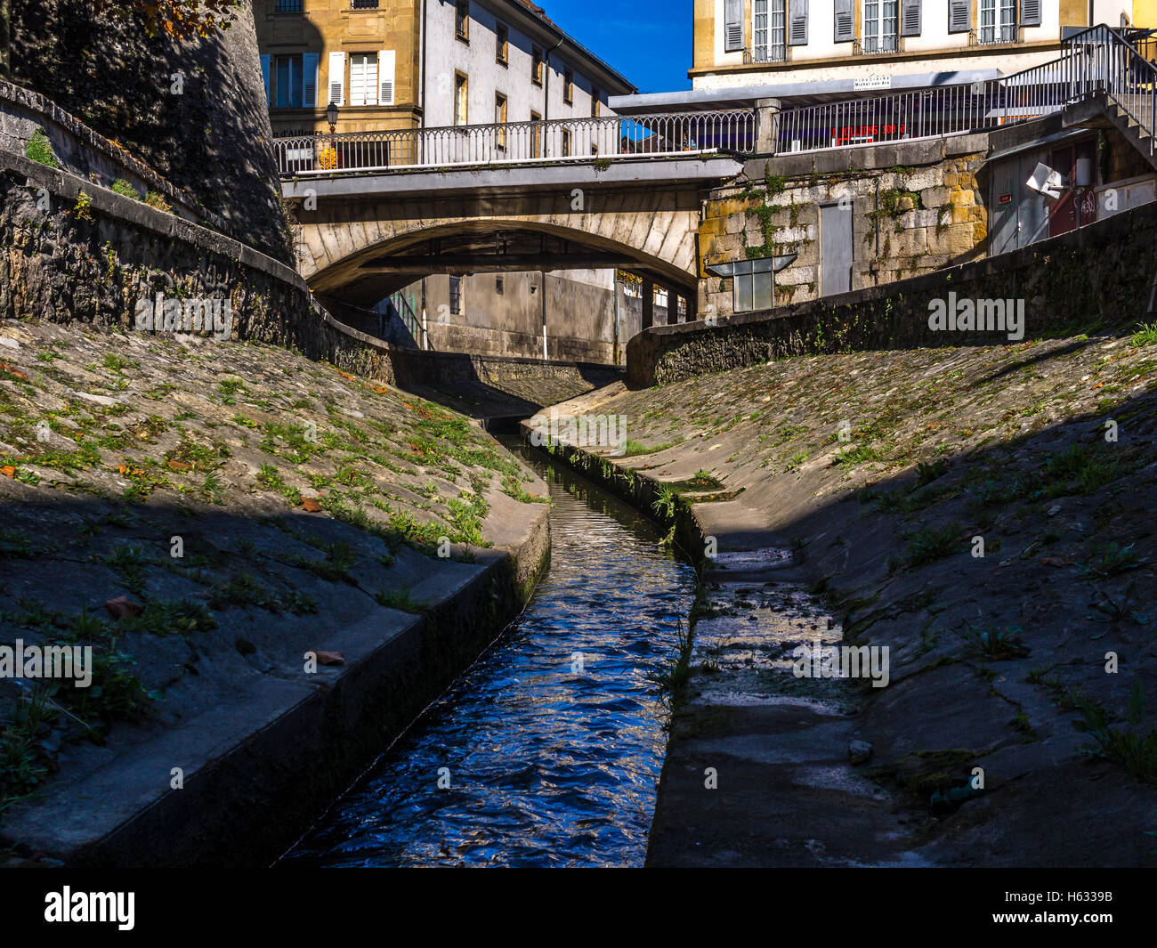 Inside the defence channel of the Yverdon castle Stock Photo - Alamy