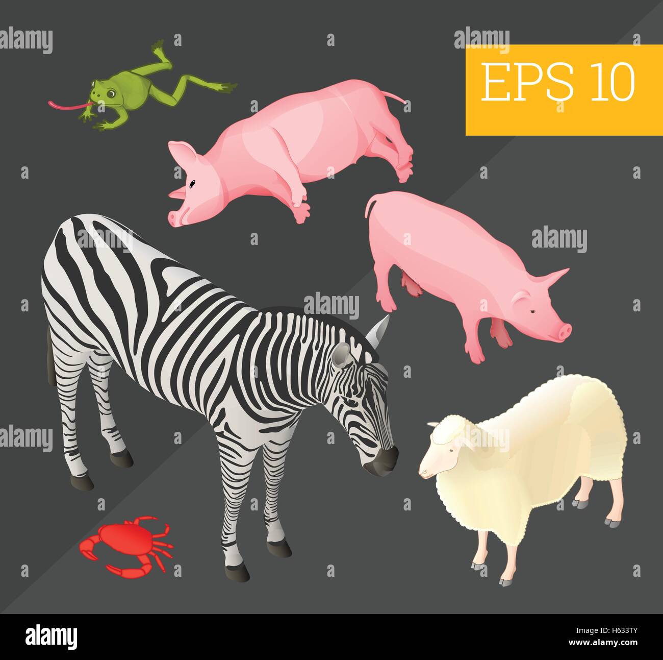 animals collection isometric vector illustration Stock Vector Image ...