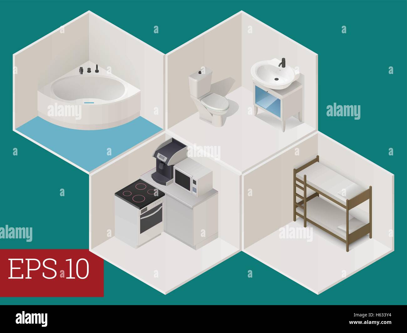 interior room isometric vector illustration Stock Vector Image & Art ...