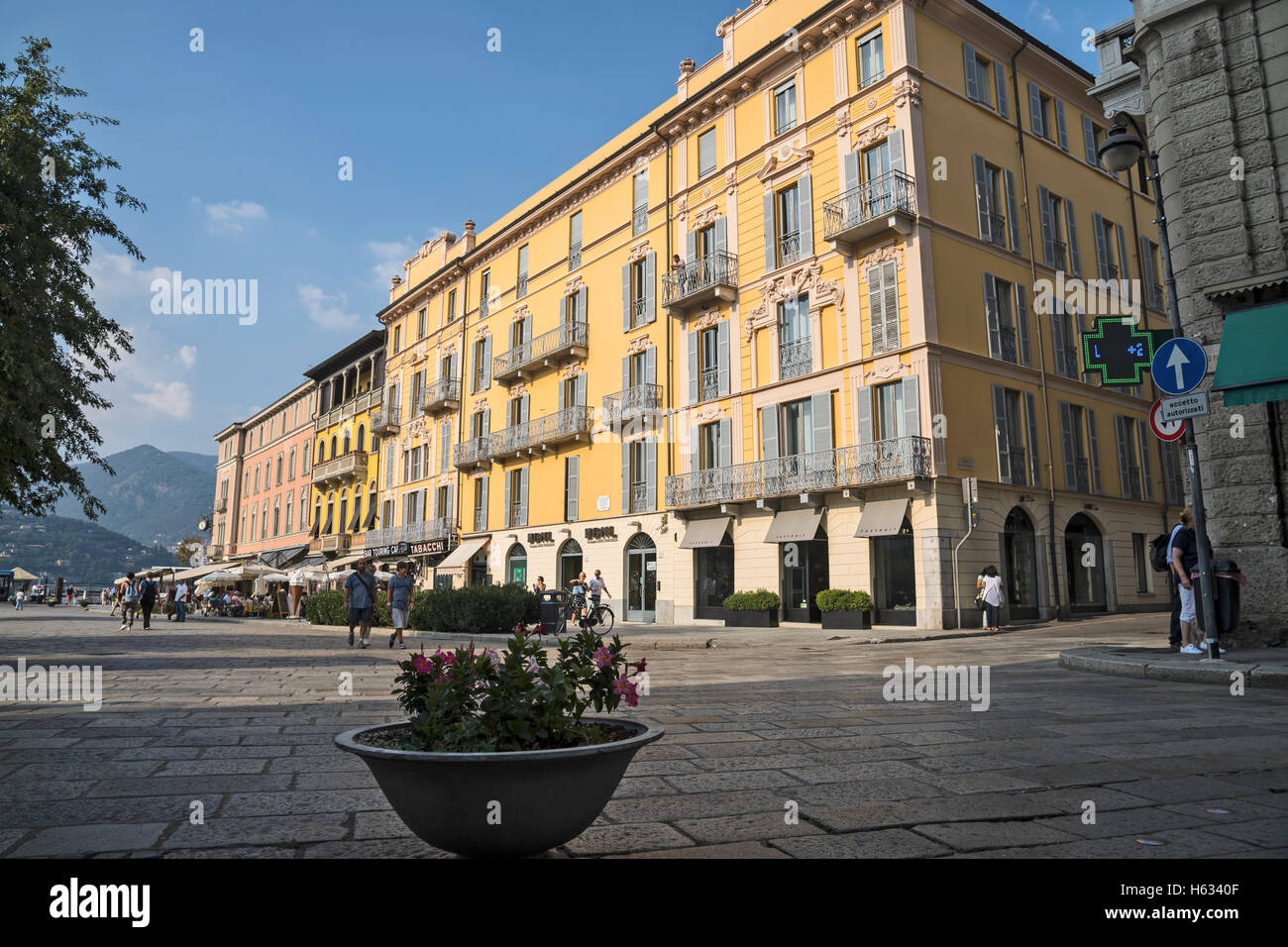 Old yellow building, Como, southern tip of Lake Como, northern Italy ...