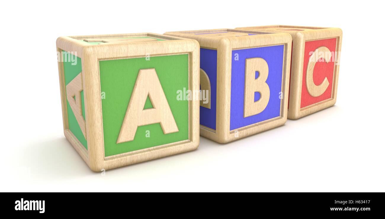 Letter blocks ABC. 3D render illustration isolated on white background ...