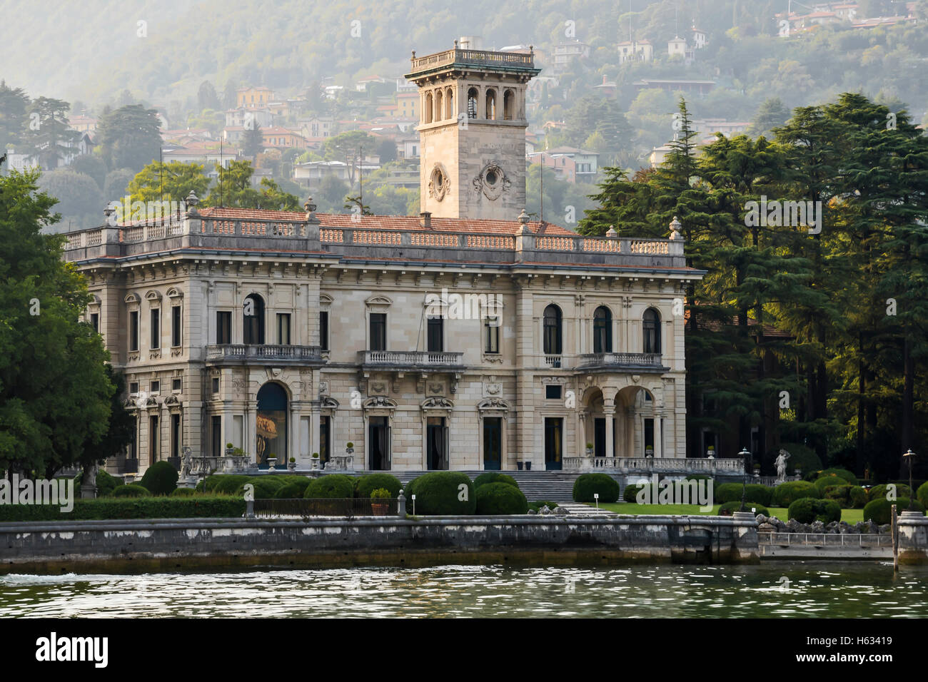 Beautiful old building on the Lake Como shore, northern Italy, Europe ...
