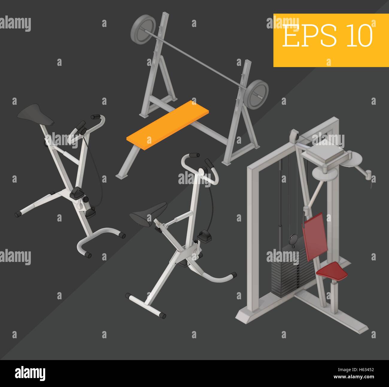gym equipment isometric vector illustration Stock Vector Image & Art - Alamy