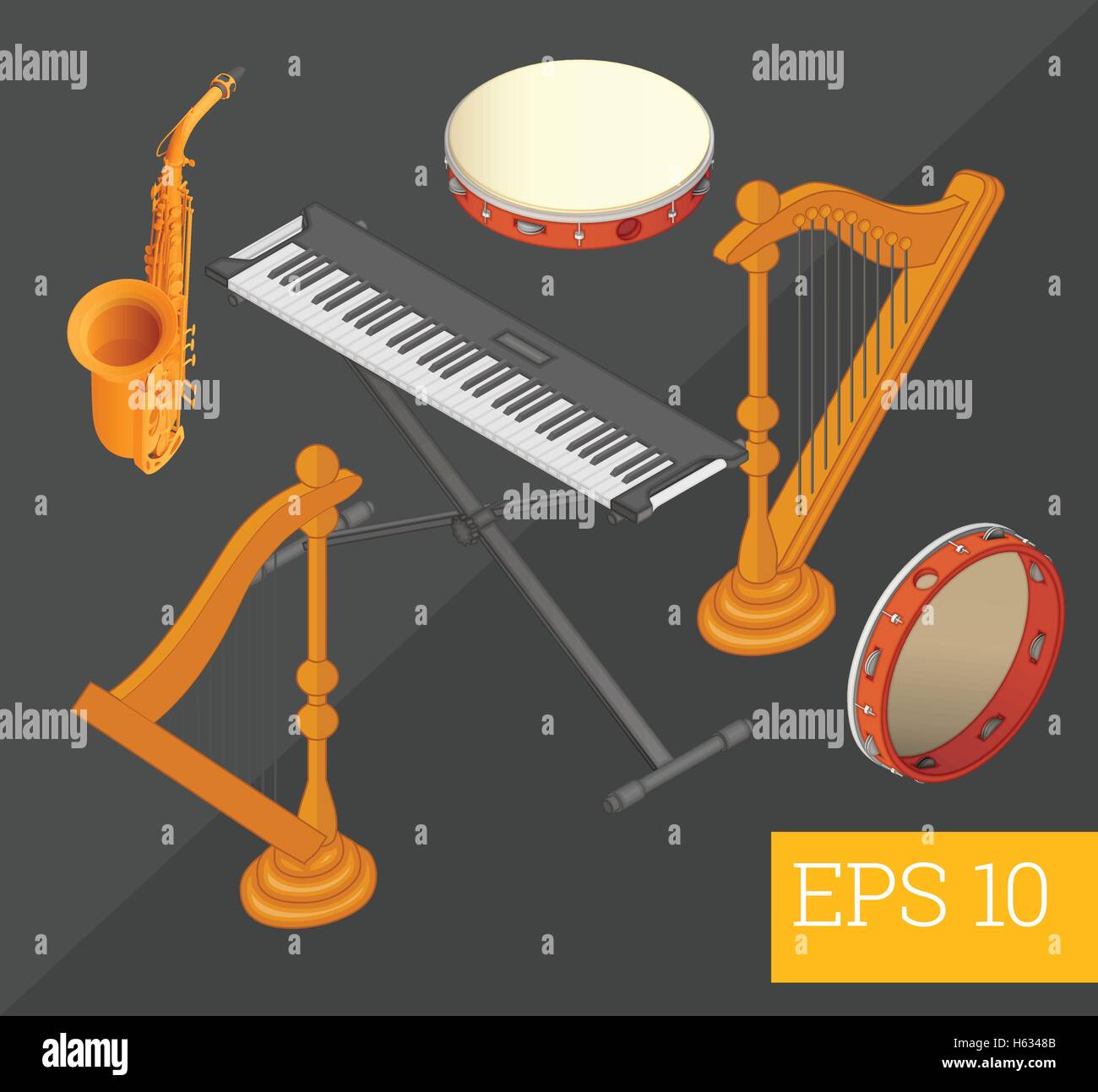 musical instruments isometric vector illustration Stock Vector Image ...