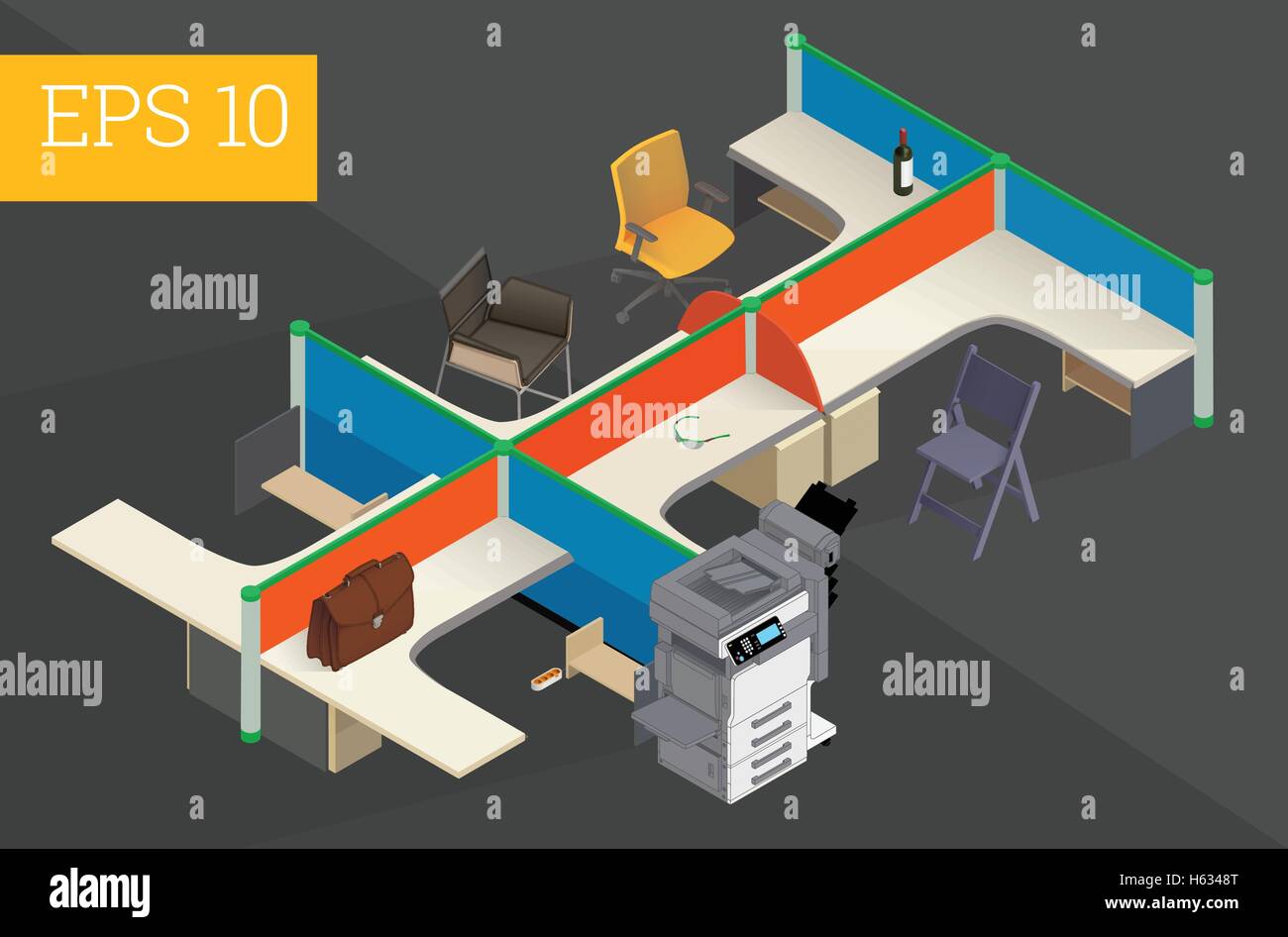 Isometric set office object Stock Vector Images - Alamy
