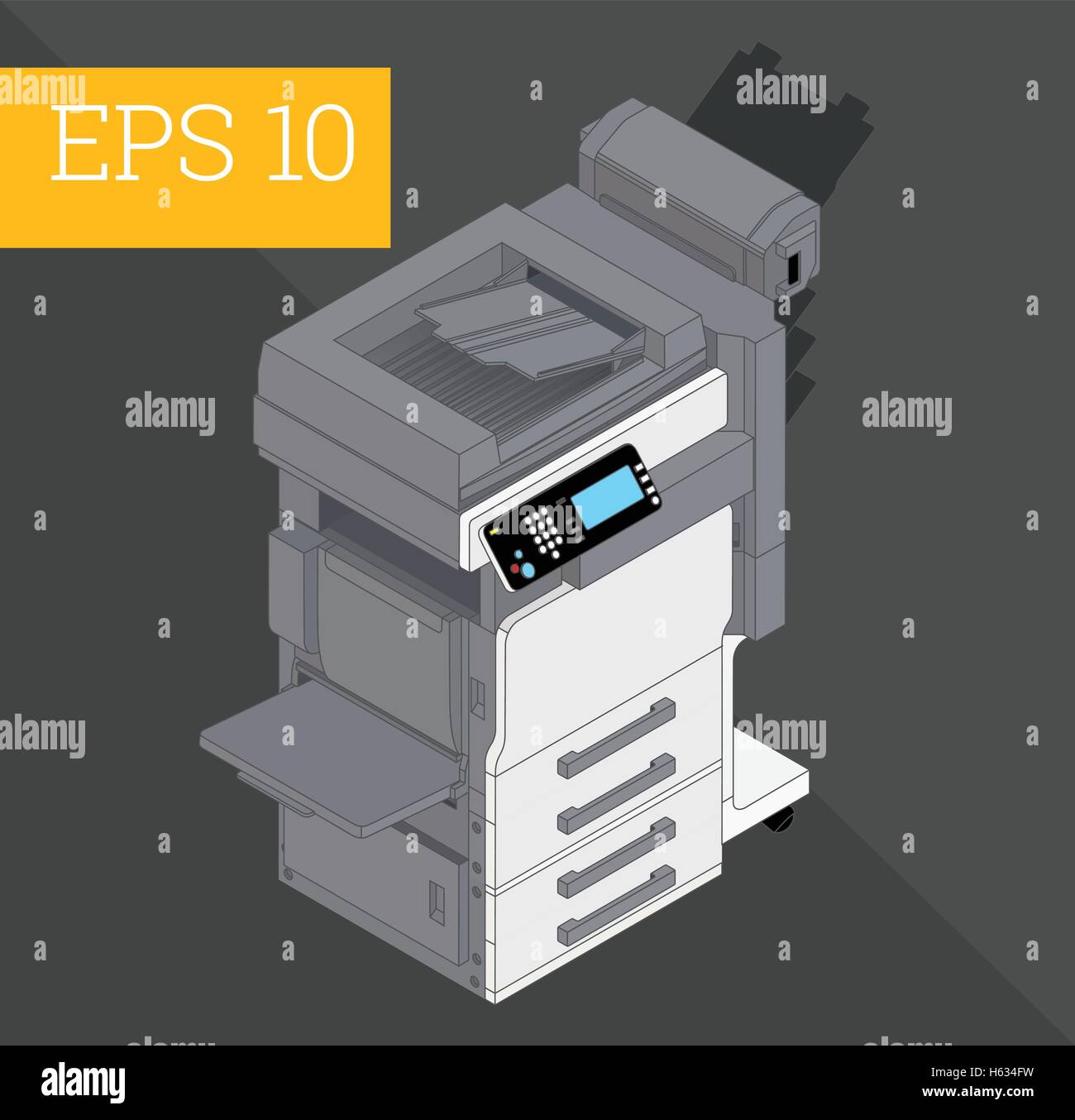 Copier printer isometric vector illustration Stock Vector Image & Art ...