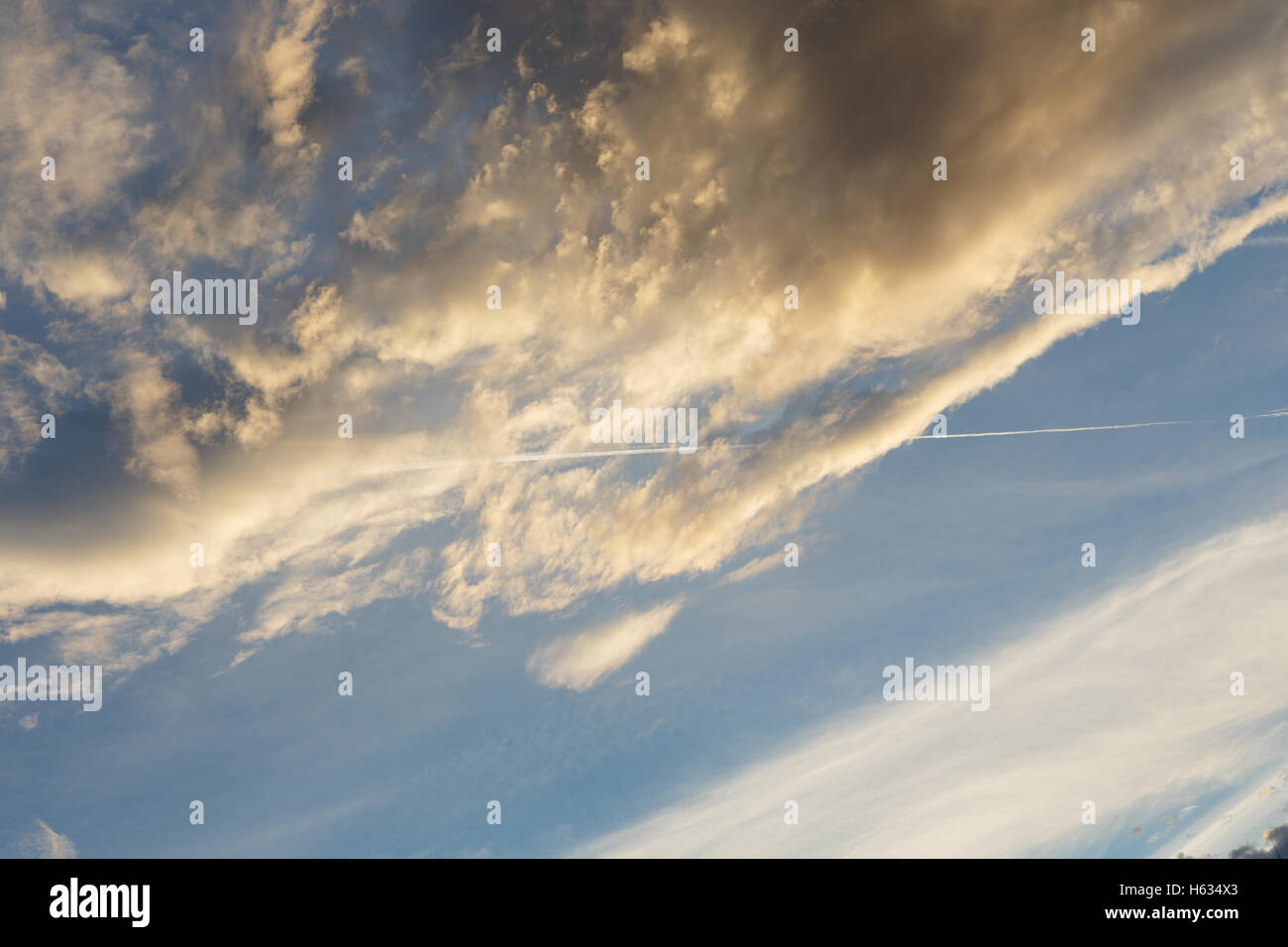 Cumulus clouds against a blue sky. Mostly Cloudy. Anticyclone. Weather ...