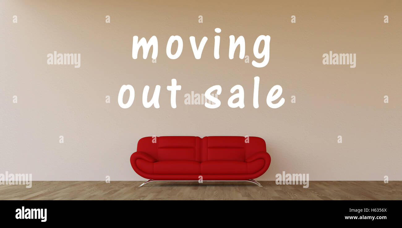 Moving Out Sale Concept with Home Interior Art Stock Photo - Alamy