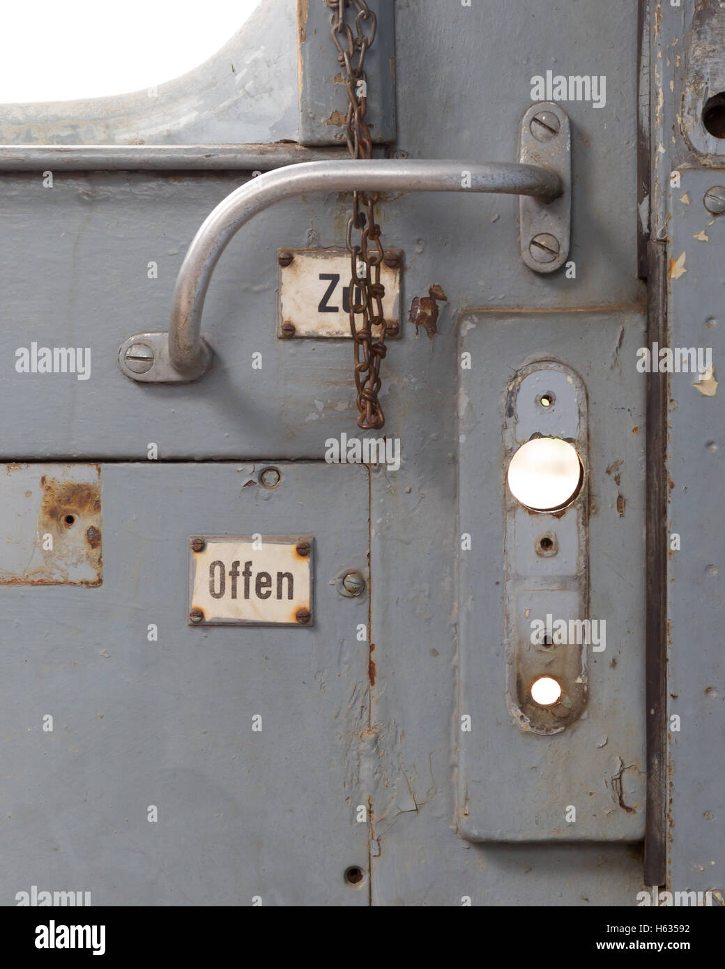 Vintage door on the train compartment, german train Stock Photo - Alamy