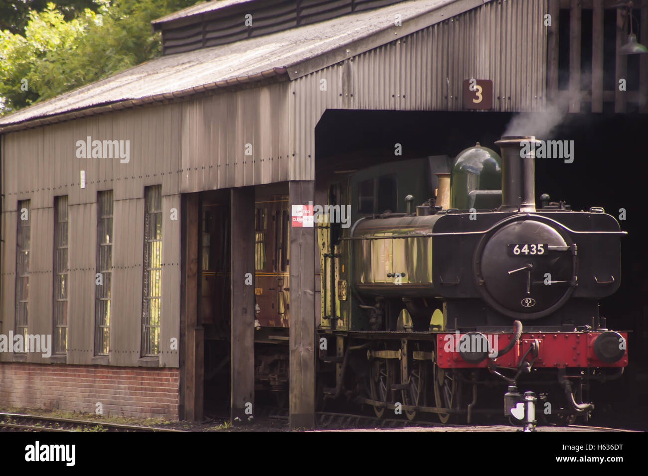 Steam engine in shed Stock Photo - Alamy