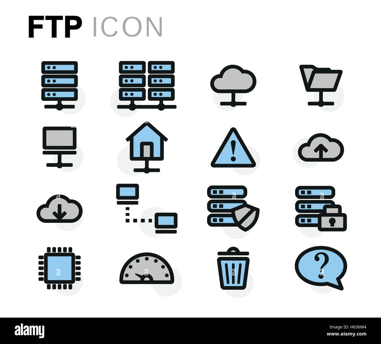 Vector flat line ftp icons set on white background Stock Vector Image ...