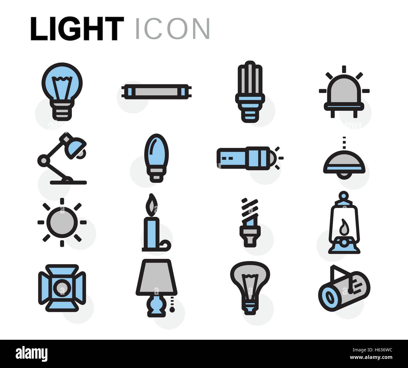 Vector flat line light icons set on white background Stock Vector Image ...