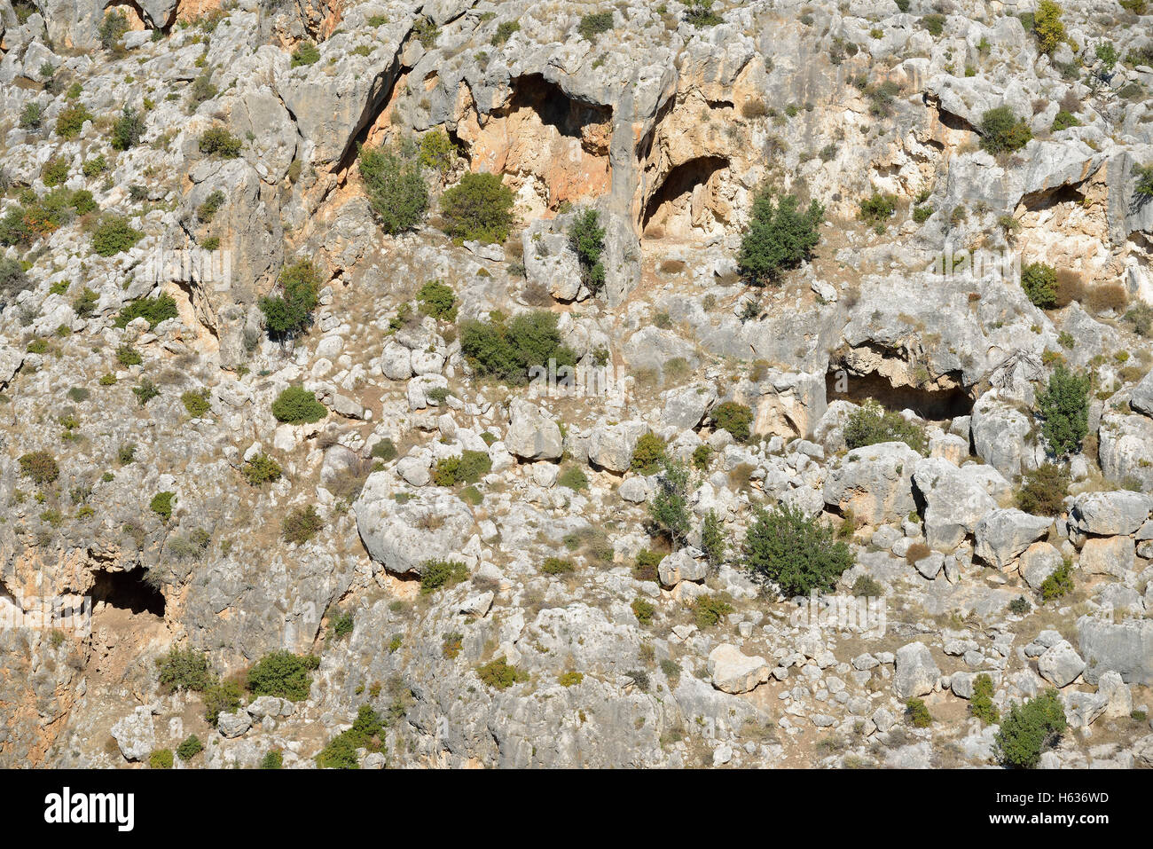 Rock Details & Caves, Peristerona Gorge, above Polis, Cyprus Also known ...