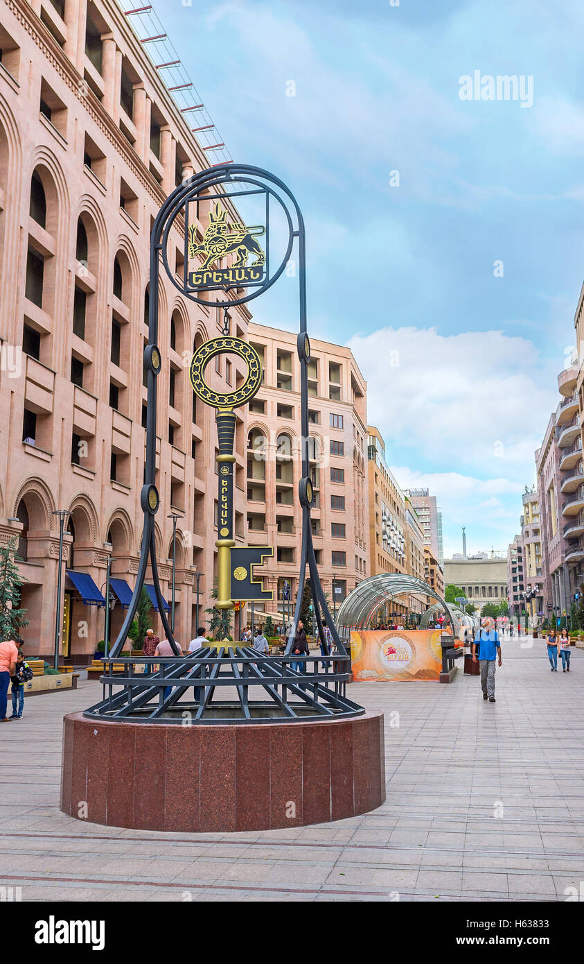 The symbolic key of Yerevan located in the Nothern Avenue among the ...