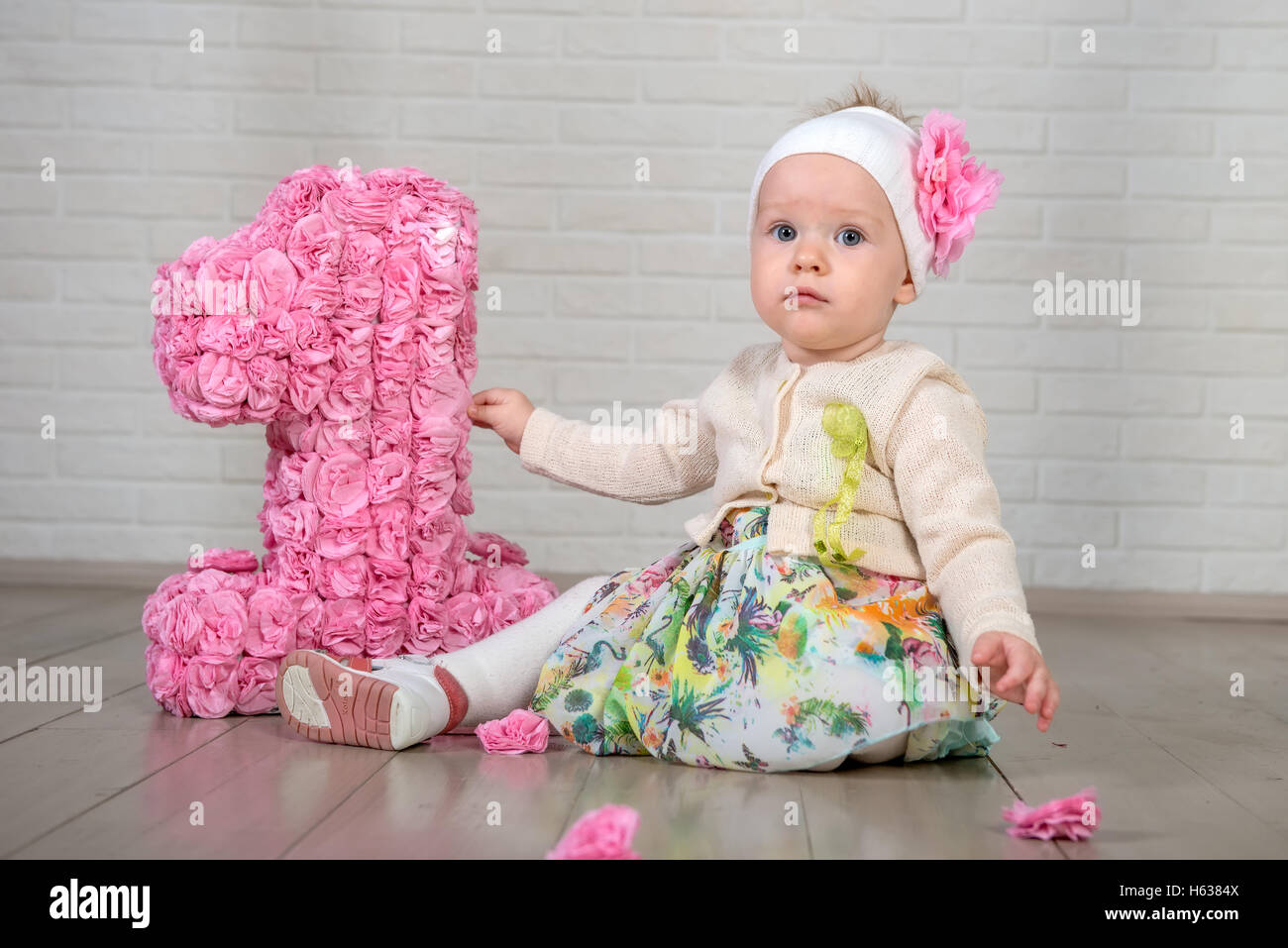 Happy one year old girl Stock Photo - Alamy