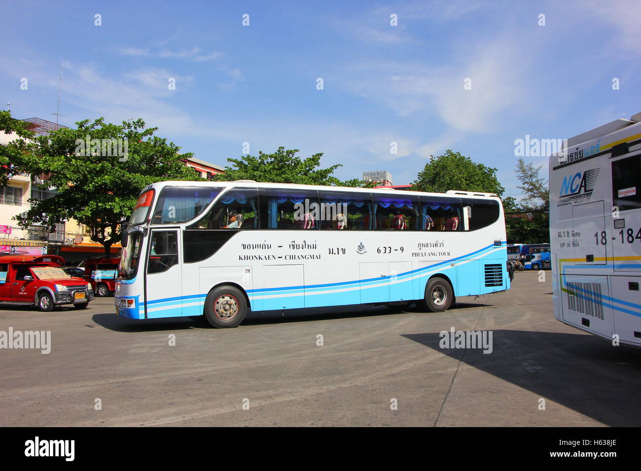 CHIANGMAI, THAILAND -MAY 13 2014: Phuluang tour company bus route ...