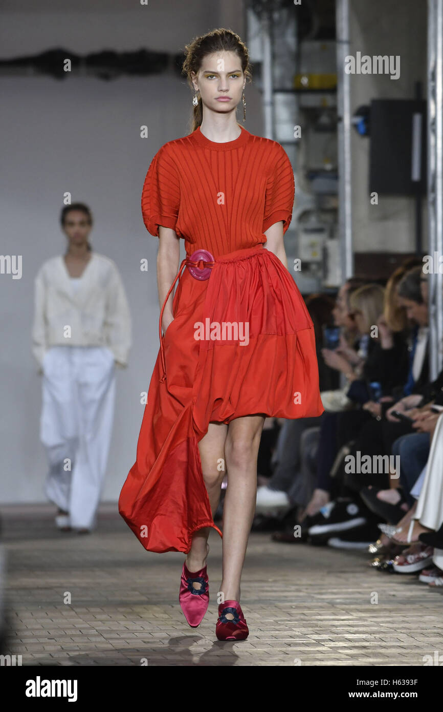 Models on the catwalk at the Sportmax show during Milan Fashion Week in ...